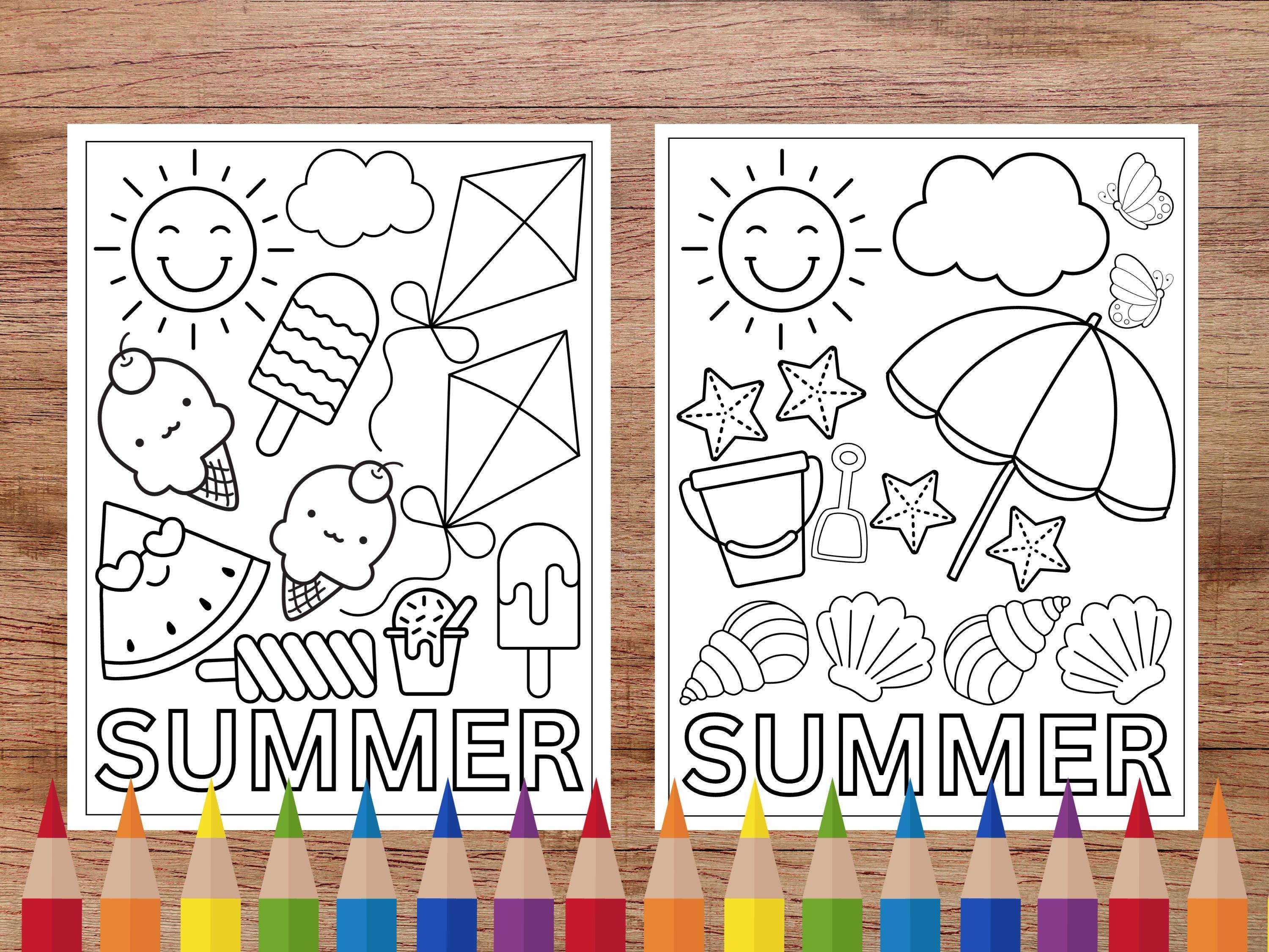 5 Printable Summer Coloring Pages for Kids – Beach & Vacation Activity ...