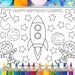 Personalized Outer Space Birthday Coloring Placemat Page, Kid's Fun ...
