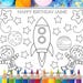 Personalized Outer Space Birthday Coloring Placemat Page, Kid's Fun ...