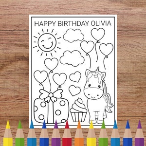Unicorn Birthday Coloring Pages – Personalized Name and Age – Kids ...