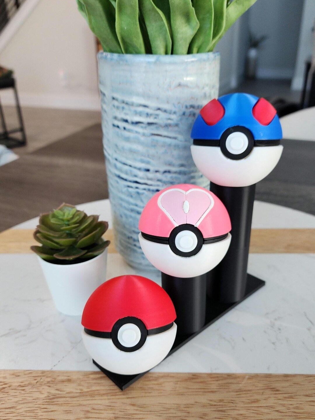 Pokeball 3-tier Display Stand for Shelf or Desk. Compatible With N3D ...