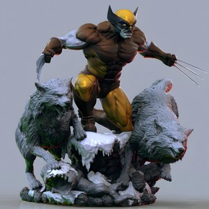 Wolverine With Wolfs Hand-painted Collectible Figurine | Wolverine ...