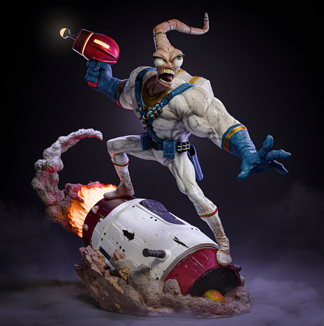 Earthworm Jim Ultra Quality 12K Figurine, Handmade, Best Gift for ...