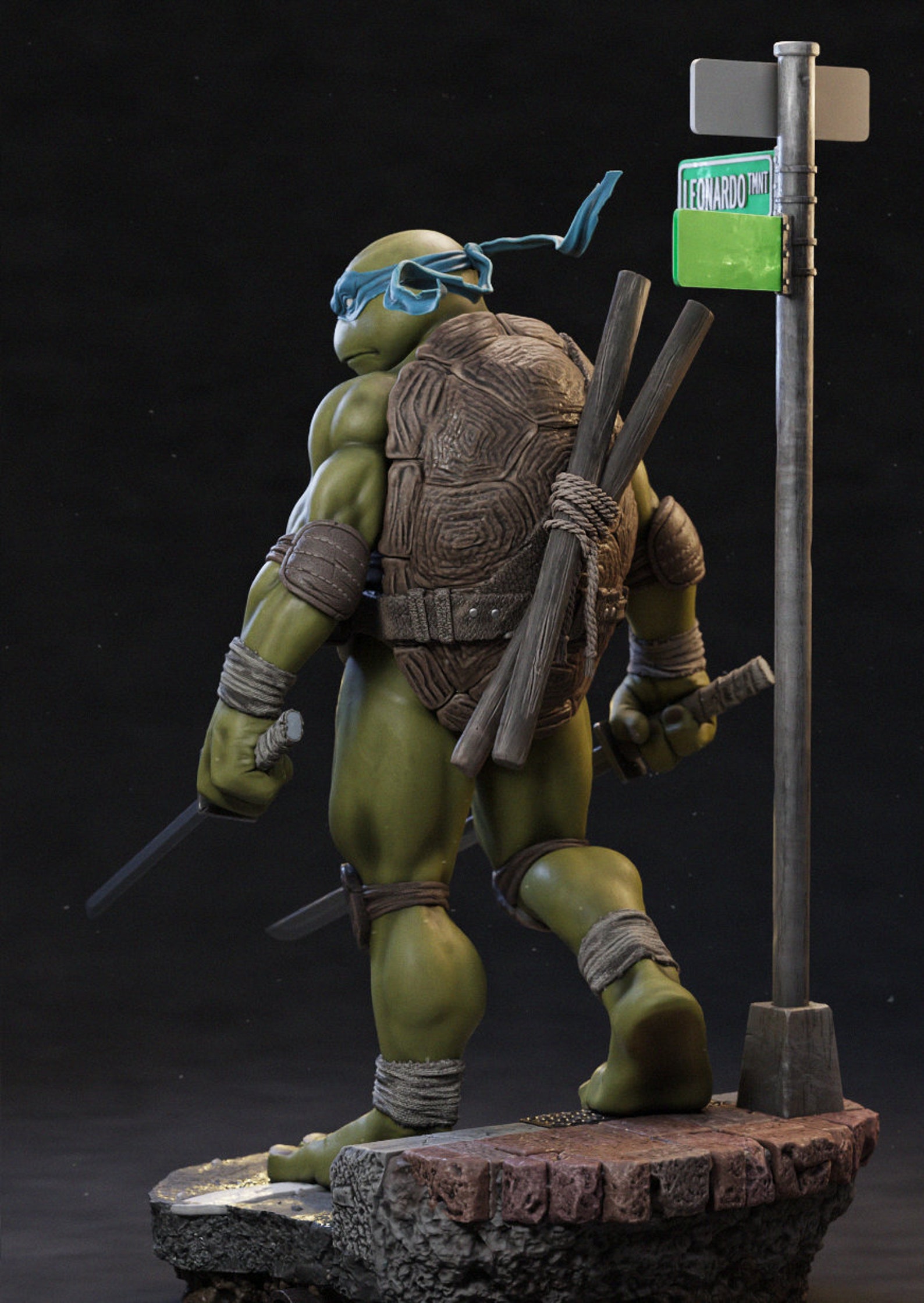 Hand Painted Leonardo Figurine TMNT Collectible Custom Ninja Turtle Art ...