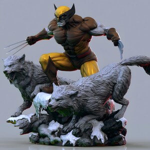 Wolverine With Wolfs Hand-painted Collectible Figurine | Wolverine ...