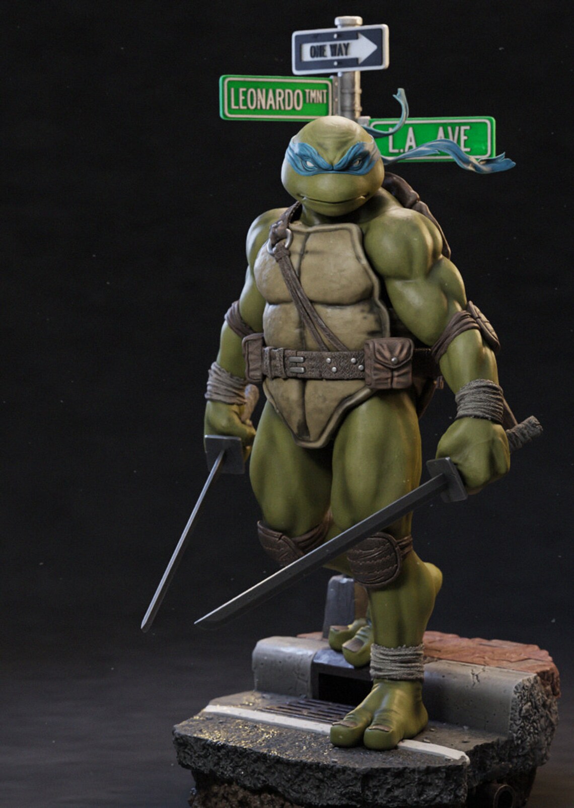 Hand Painted Leonardo Figurine TMNT Collectible Custom Ninja Turtle Art ...