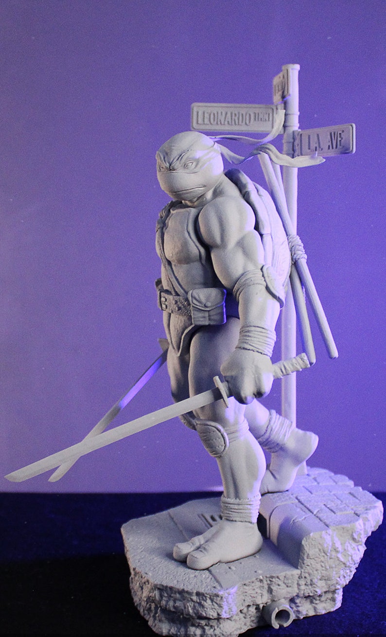 Hand Painted Leonardo Figurine TMNT Collectible Custom Ninja Turtle Art ...