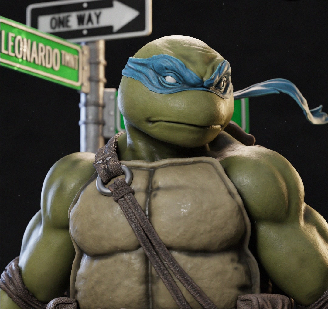 Hand Painted Leonardo Figurine TMNT Collectible Custom Ninja Turtle Art ...
