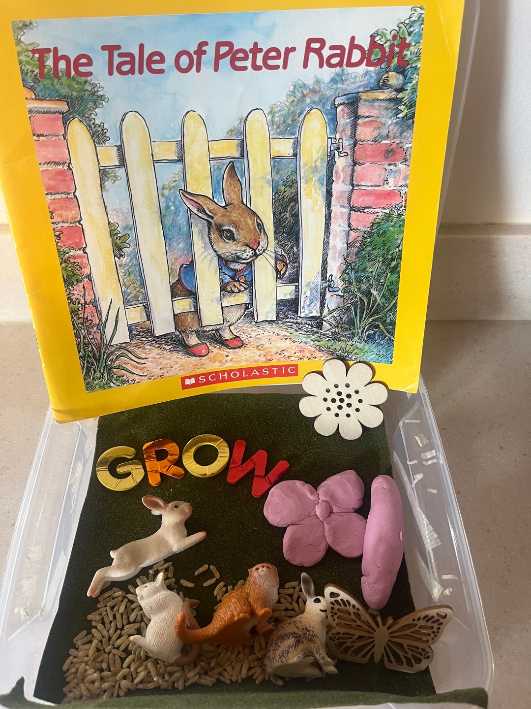 Rabbit Sensory Bin With Peter Rabbit Book Play Kit Loose Parts Kids Toy ...