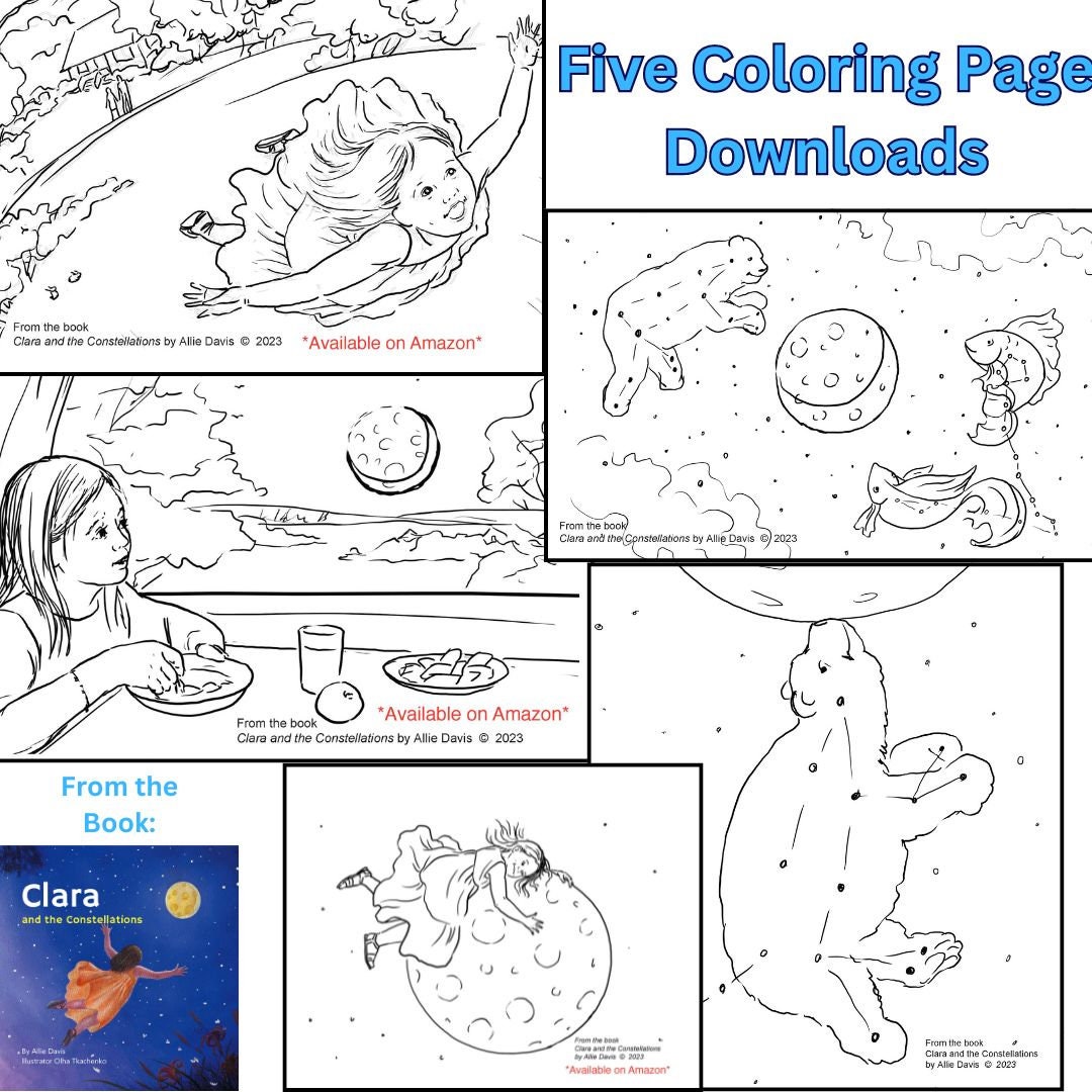 Moon Coloring Page Download Bundle Space Craft Downloadable Set for ...