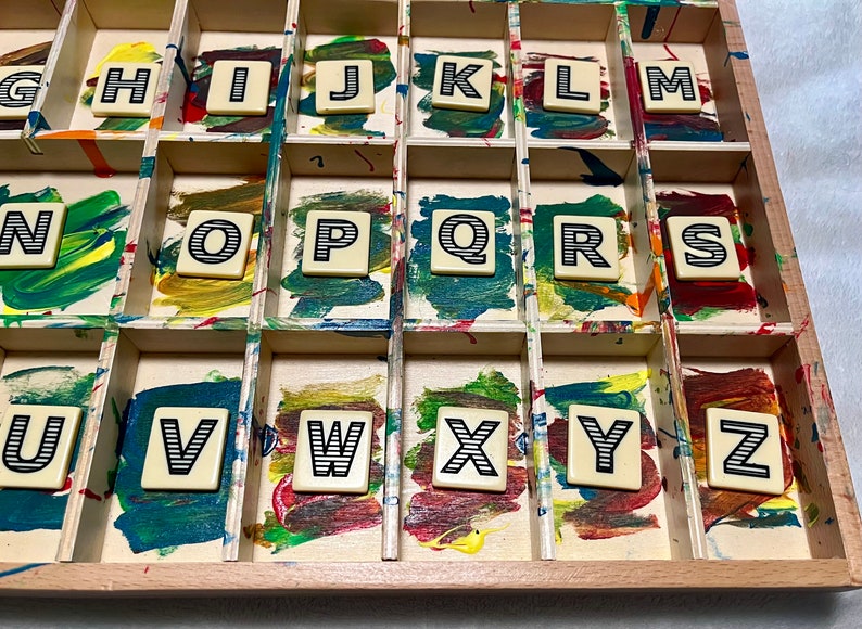 Moveable Alphabet Montessori Tool, Wooden Tray With Phonics Tiles for ...