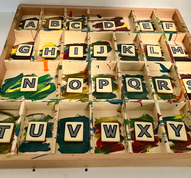 Moveable Alphabet Montessori Tool, Wooden Tray With Phonics Tiles for ...