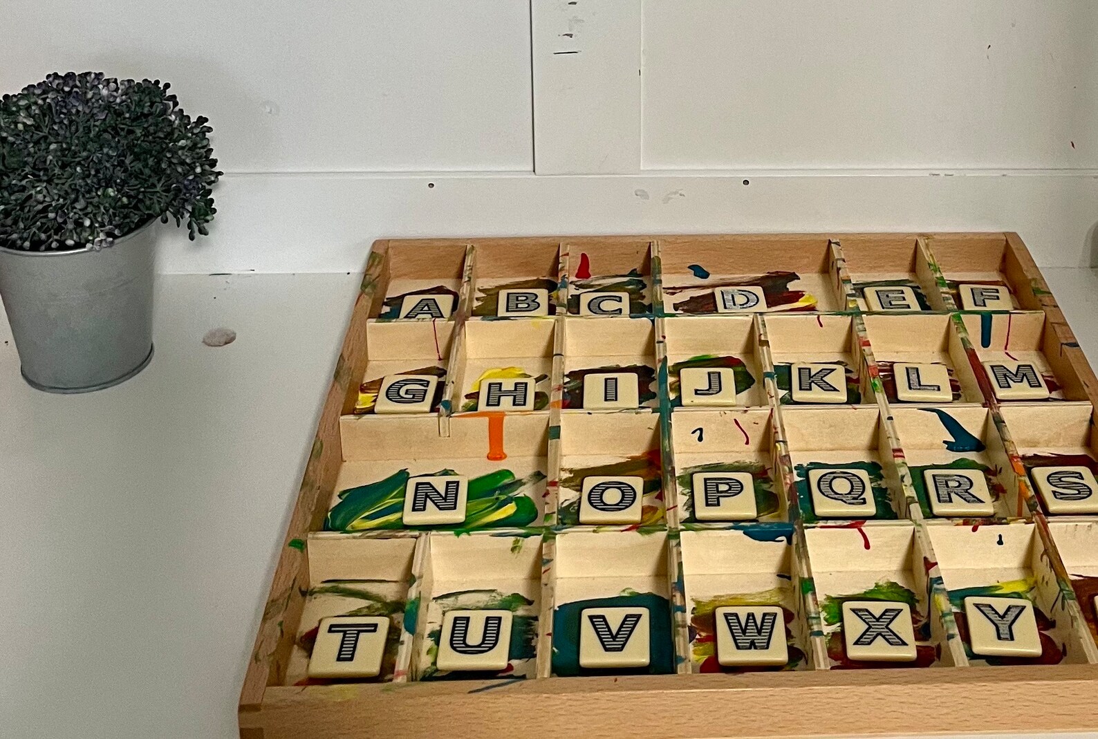 Moveable Alphabet Montessori Tool, Wooden Tray With Phonics Tiles for ...