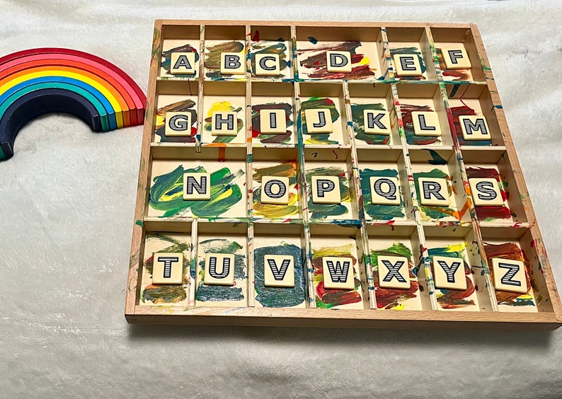 Moveable Alphabet Montessori Tool, Wooden Tray With Phonics Tiles for ...