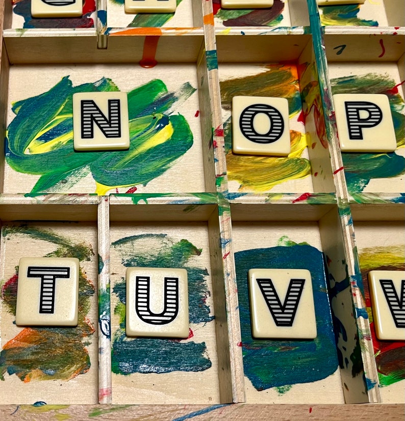 Moveable Alphabet Montessori Tool, Wooden Tray With Phonics Tiles for ...