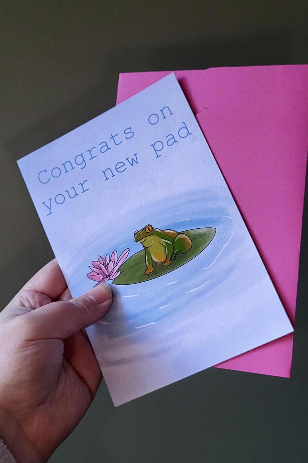 Frog Greeting/new Home Card “congrats on Your New Pad” - Etsy