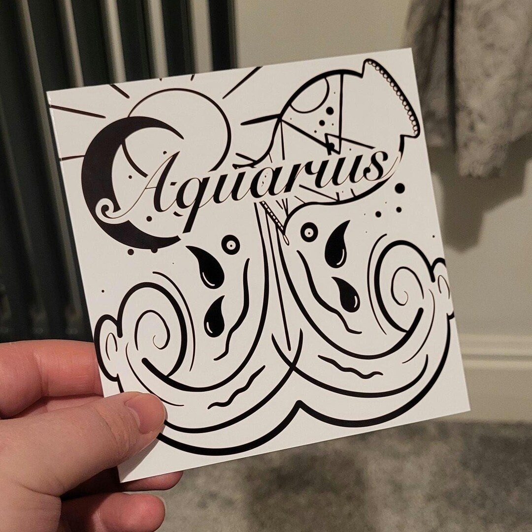 Aquarius Zodiac Sign Card - Etsy