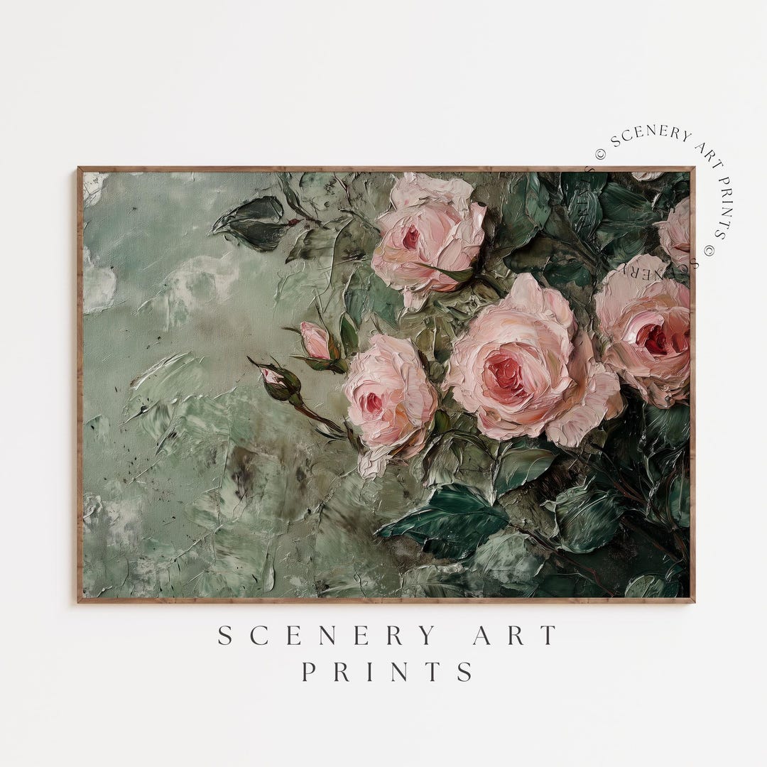 Printable Floral Wall Art - Pink Spring Roses - Valentines Print ...
