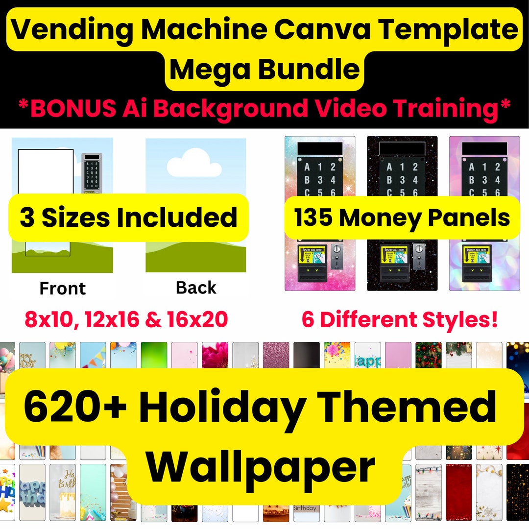 Vending Machine Template Bundle | Edit in Canva Template | 8X10 12X16 ...