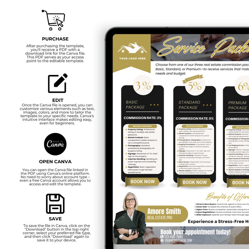 Real Estate Commission Sheet Template | Branding | Flyer | Checklist ...