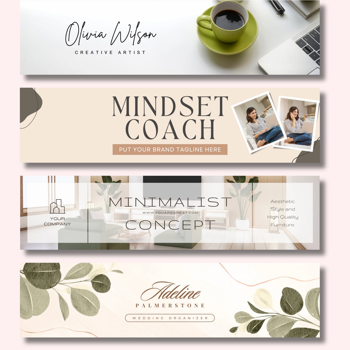 Minimalist Linkedin Banner, Background Cover, Profile Picture, Branding ...