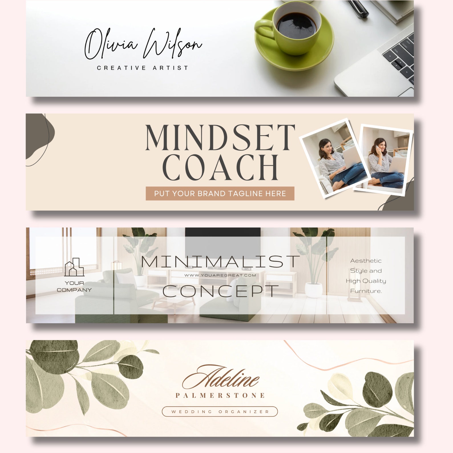 Minimalist Linkedin Banner, Background Cover, Profile Picture, Branding ...