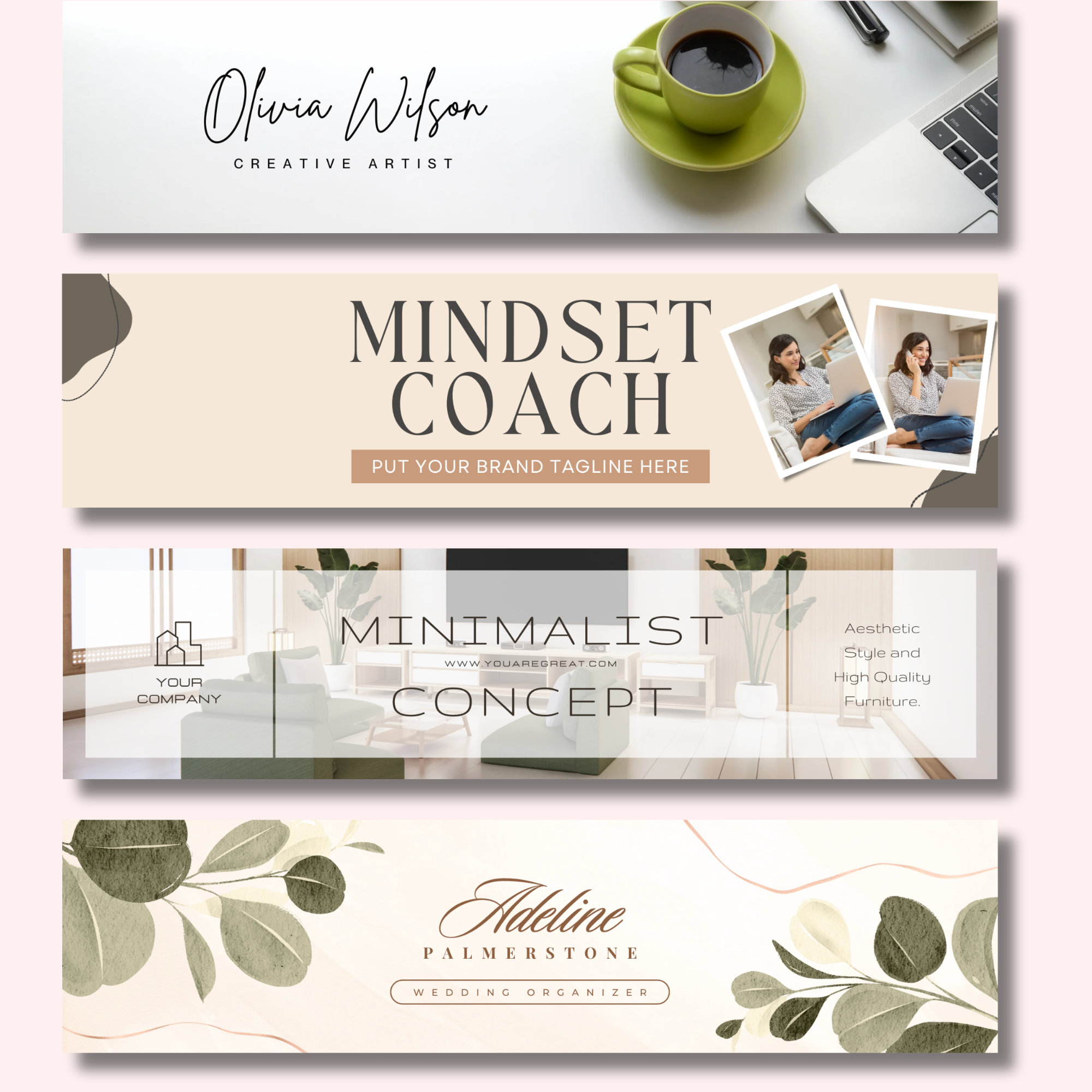 Minimalist Linkedin Banner, Background Cover, Profile Picture, Branding ...