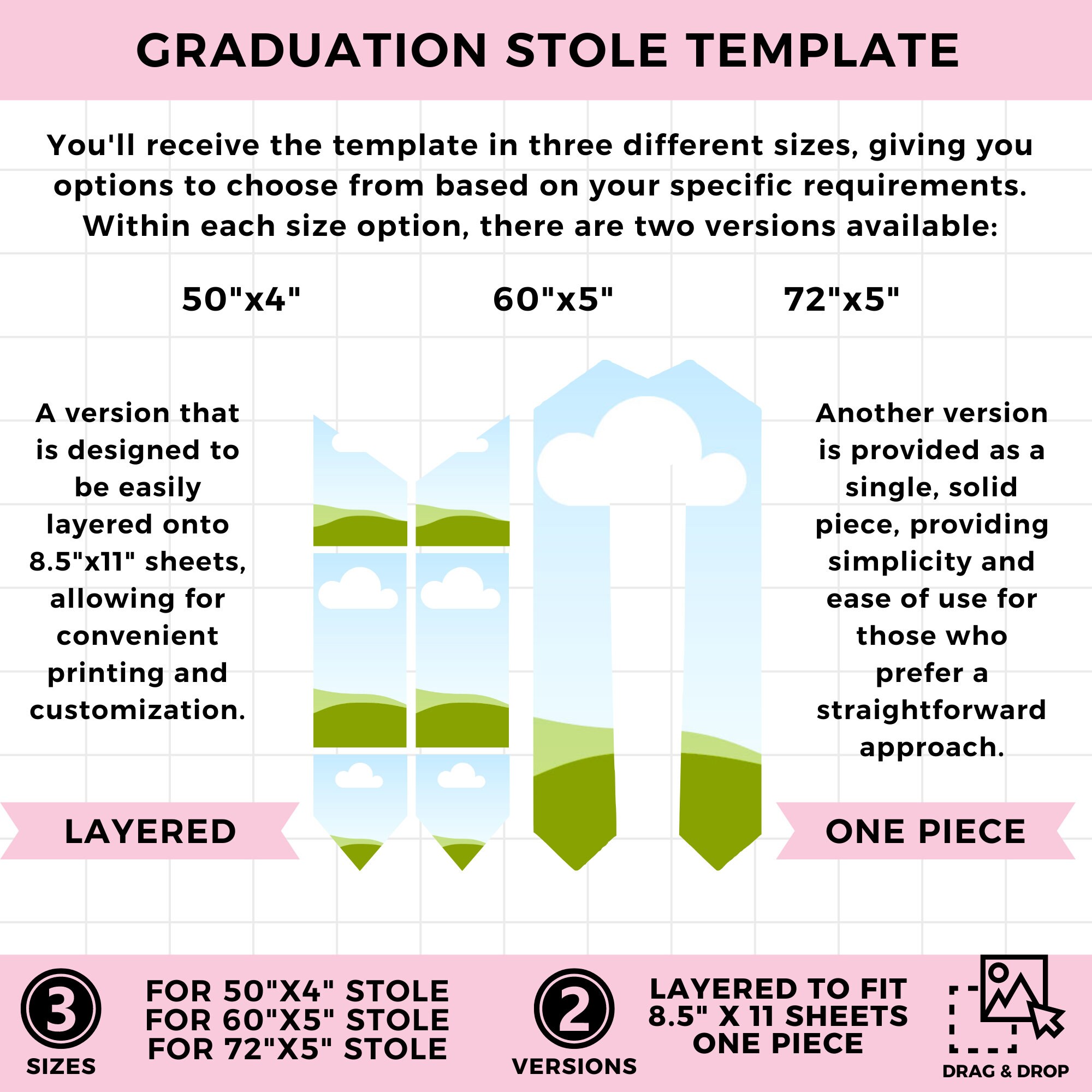 Graduation Stole Template | Grad Sash Design Editable in Canva | Svg ...