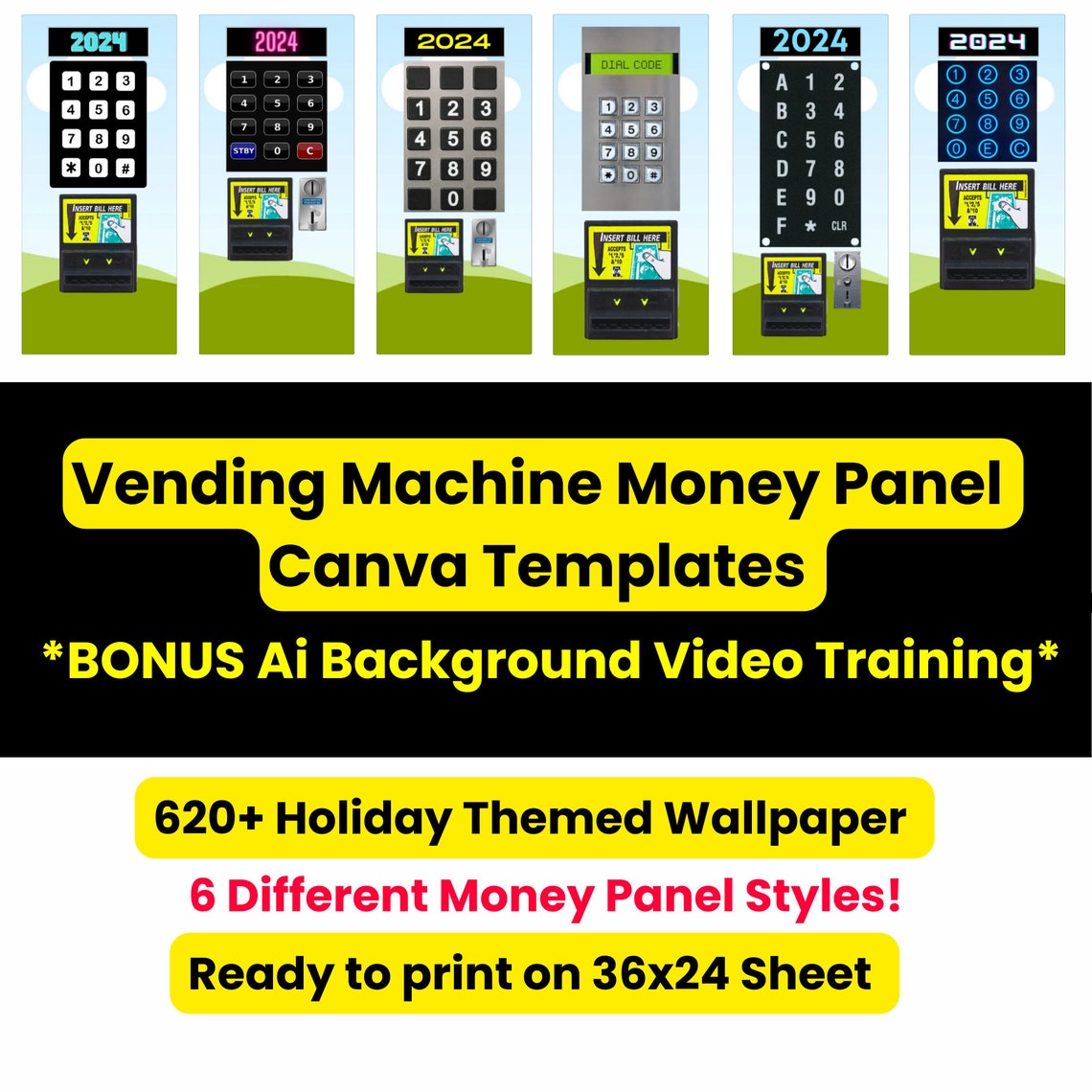 Money Panel for Vending Machine Template | Edit in Canva | Gift Box ...
