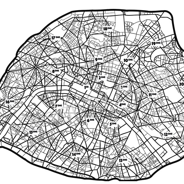 Paris Map Art - Etsy
