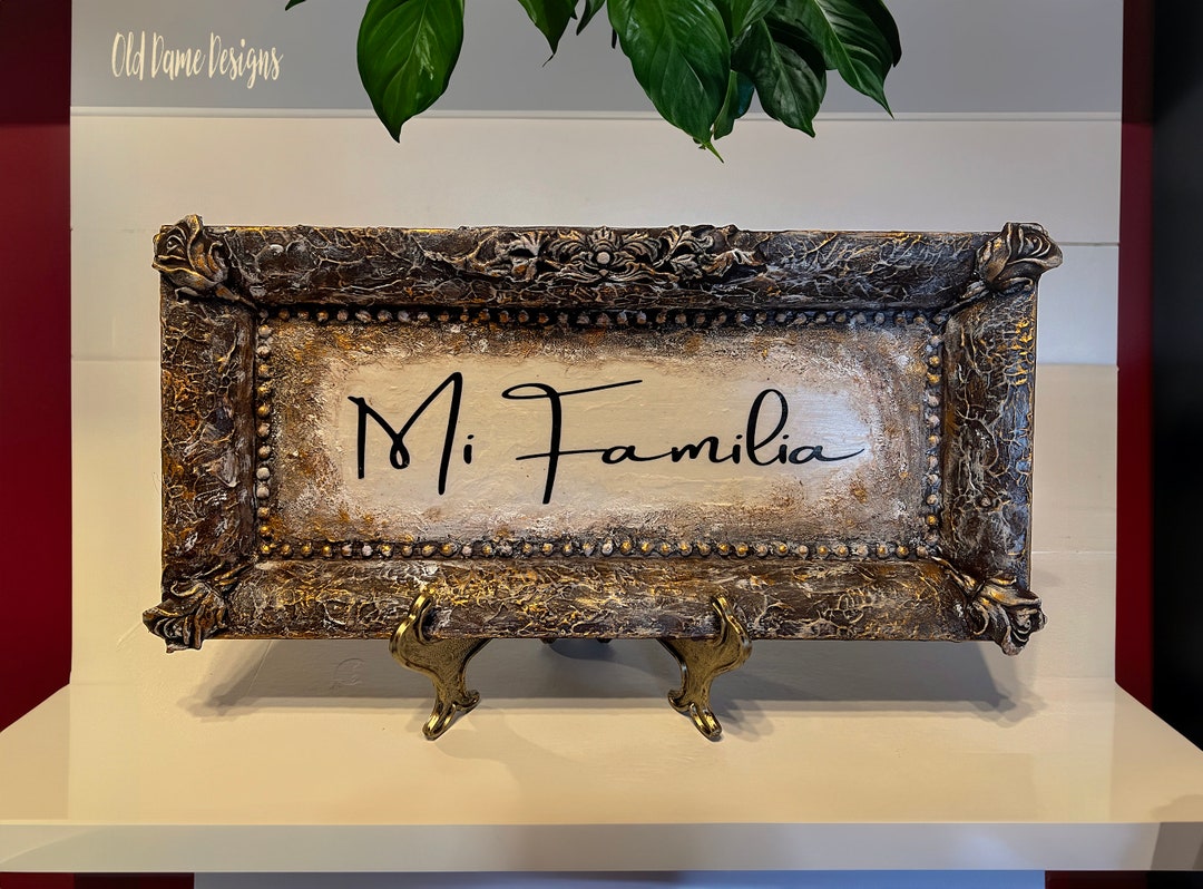 Decorative Tabletop Sign Mi Familia Ornate Handcrafted Home Accents - Etsy