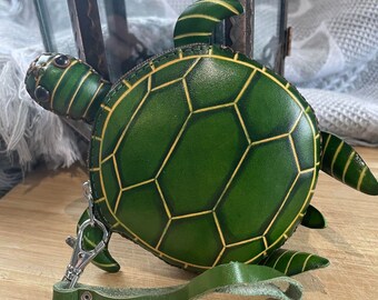 Personalised Handmade Leather Turtle Coin Purse, Turtle Bag, Leather ...