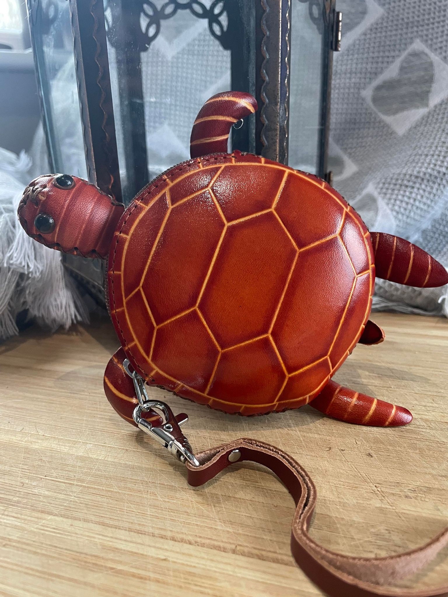 Personalised Handmade Leather Turtle Coin Purse, Turtle Bag, Leather ...