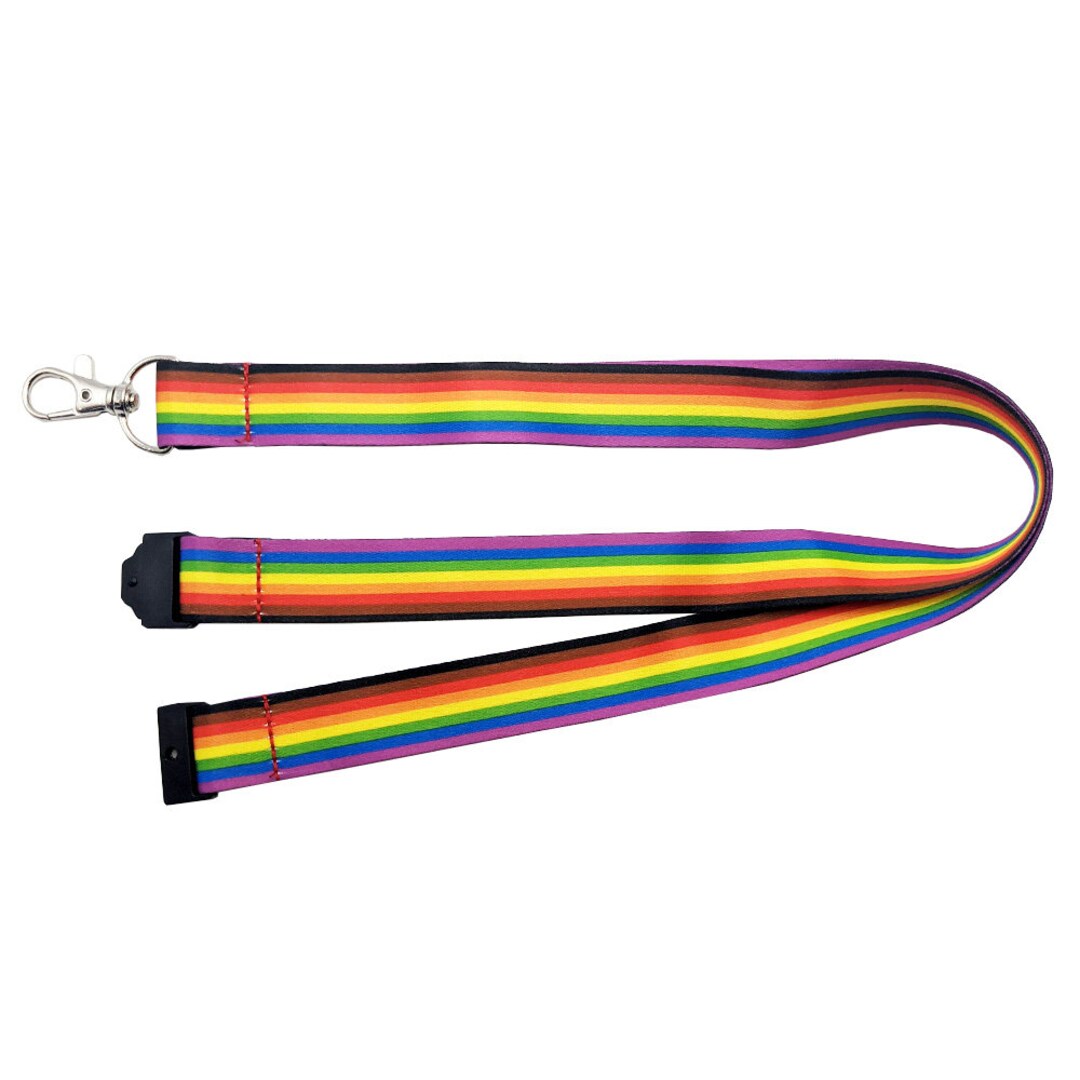 LGBTQ+ Safety Lanyard - 8 Colour Rainbow Flag (black & Brown Stripes ...