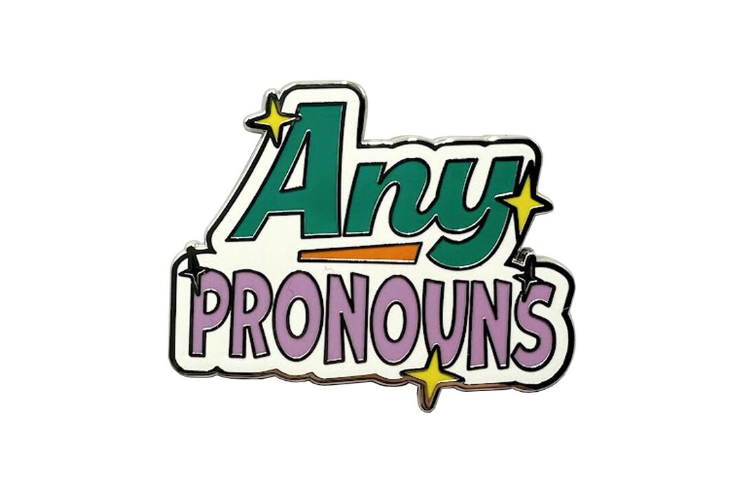 LGBTQ+ Metal Lapel Pin - Any Pronouns (white & Green/lilac) - Etsy
