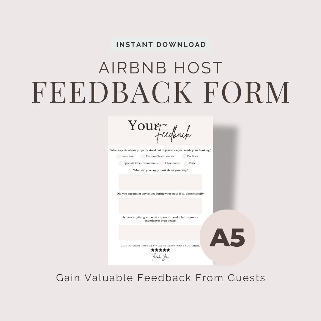 Airbnb Guest Feedback Form, Guest Experience Questionnaire, Host ...