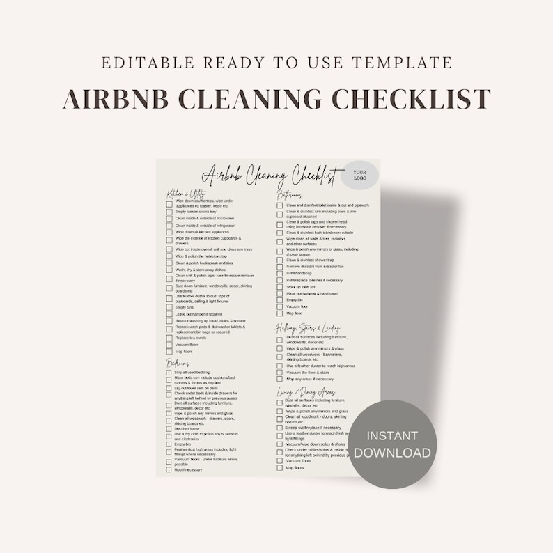 Airbnb Cleaning Checklist, Holiday Let Turnover Checklist for Airbnb ...