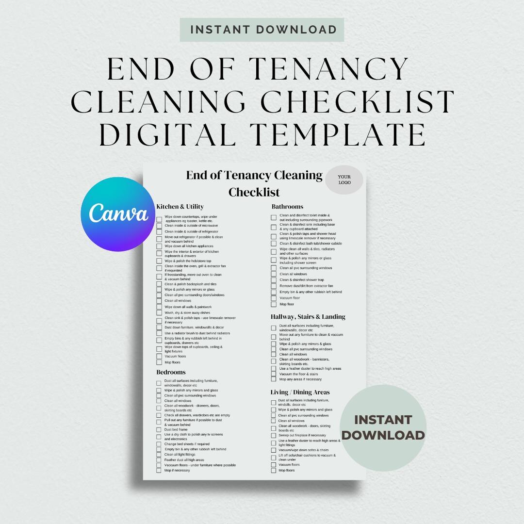 End of Tenancy Cleaning Checklist, Cleaning Business, Organisation ...