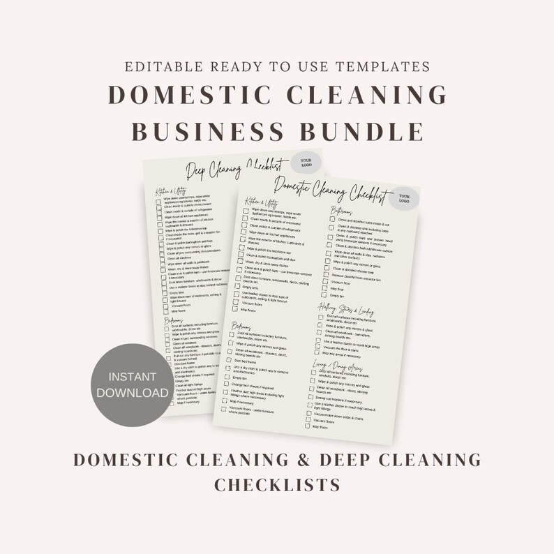 Domestic Cleaning Business Bundle, Domestic Cleaning Checklist, Deep ...