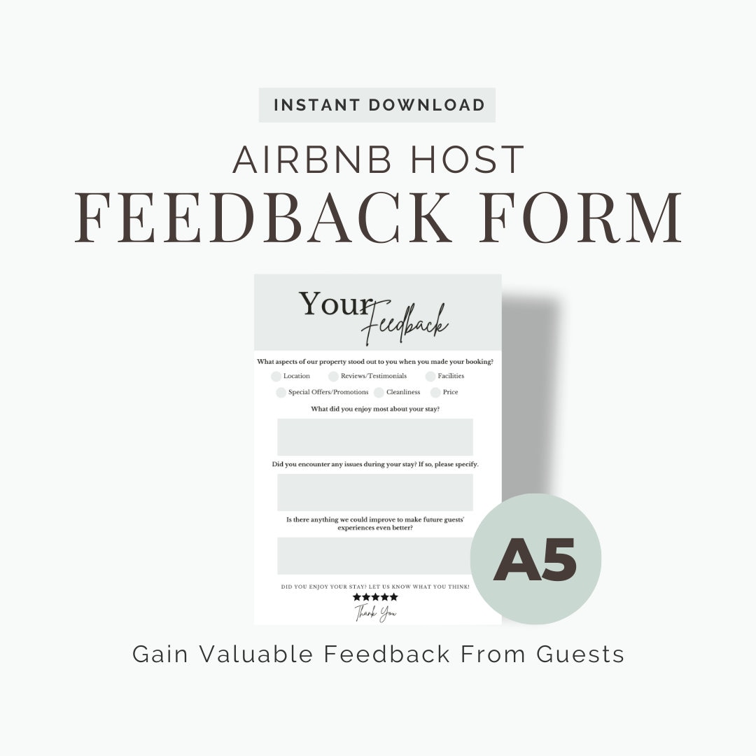 Airbnb Guest Feedback Form, Guest Experience Questionnaire, Host ...
