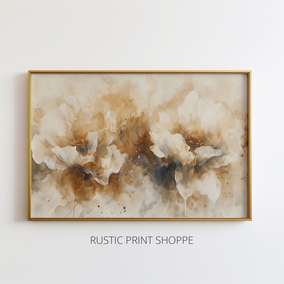 Flowers of Beige Abstract | PRINTABLE Art Download | Rustic Print ...