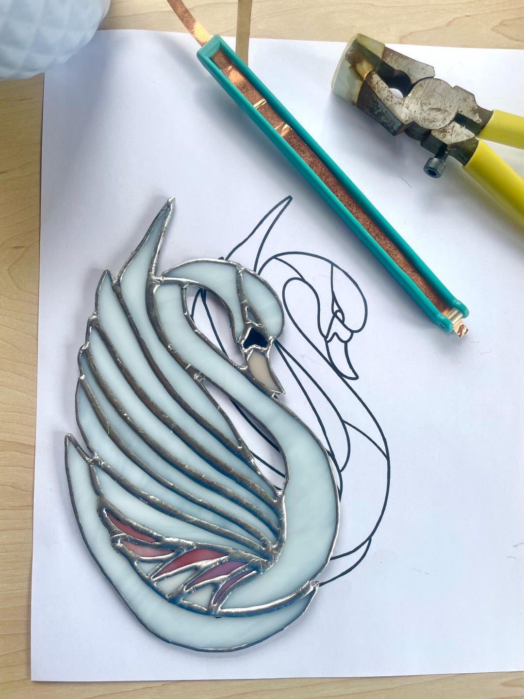 Posing Swan DIGITAL PATTERN for Stained Glass or Embroidery Pattern ...