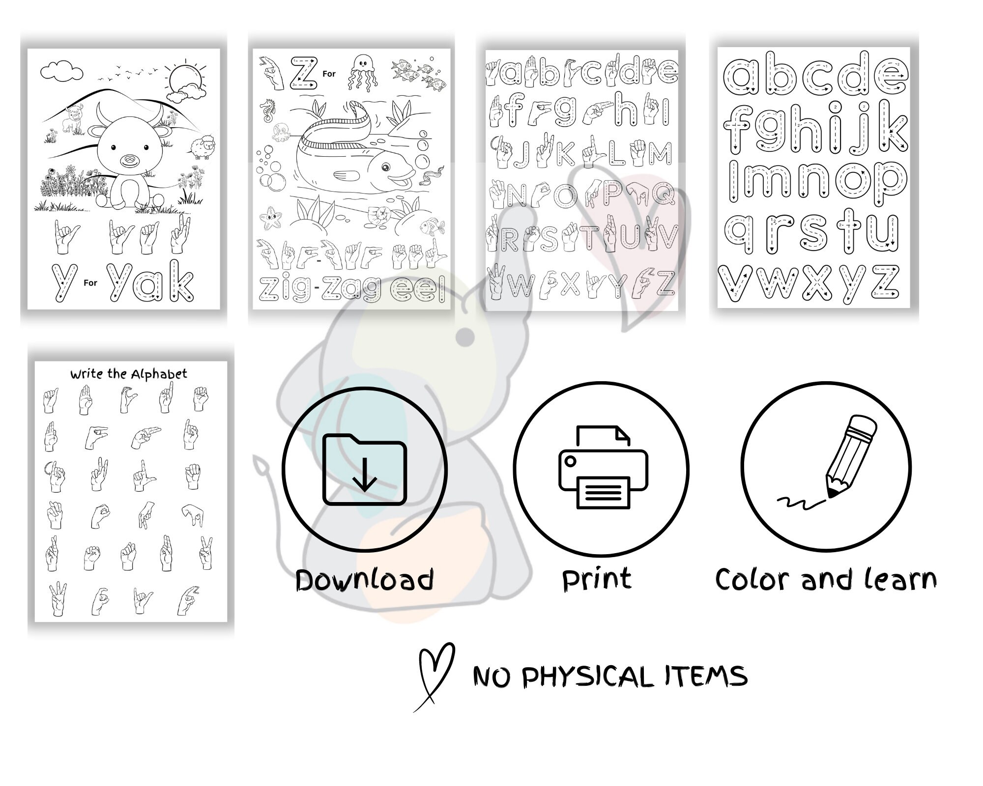 Abc + Sign Toddler Coloring Book, American Sign Language, Alphabet ...