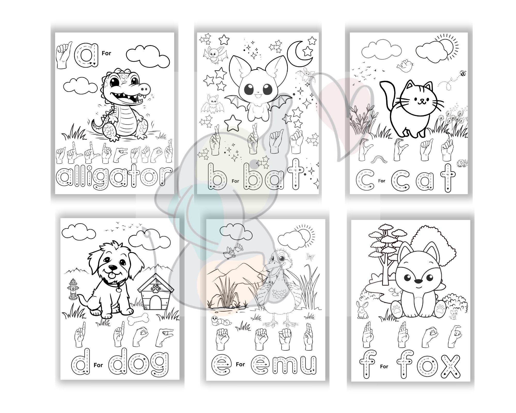 Abc Sign Toddler Coloring Book, American Sign Language, Alphabet ...