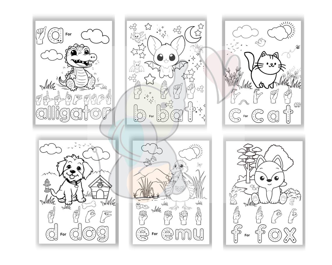 Abc + Sign Toddler Coloring Book, American Sign Language, Alphabet ...