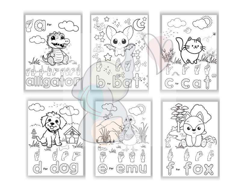 Abc + Sign Toddler Coloring Book, American Sign Language, Alphabet ...