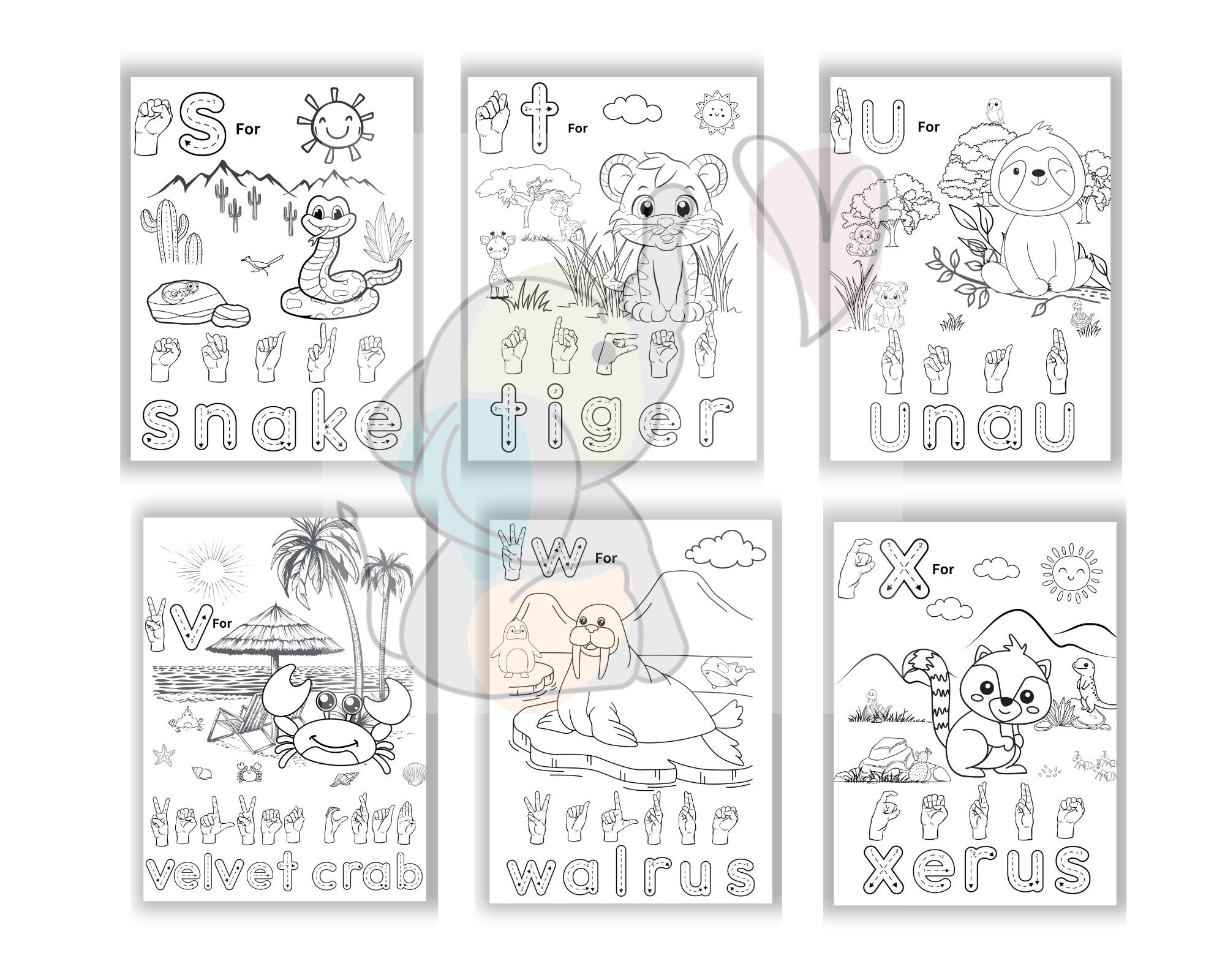 Abc Sign Toddler Coloring Book, American Sign Language, Alphabet ...