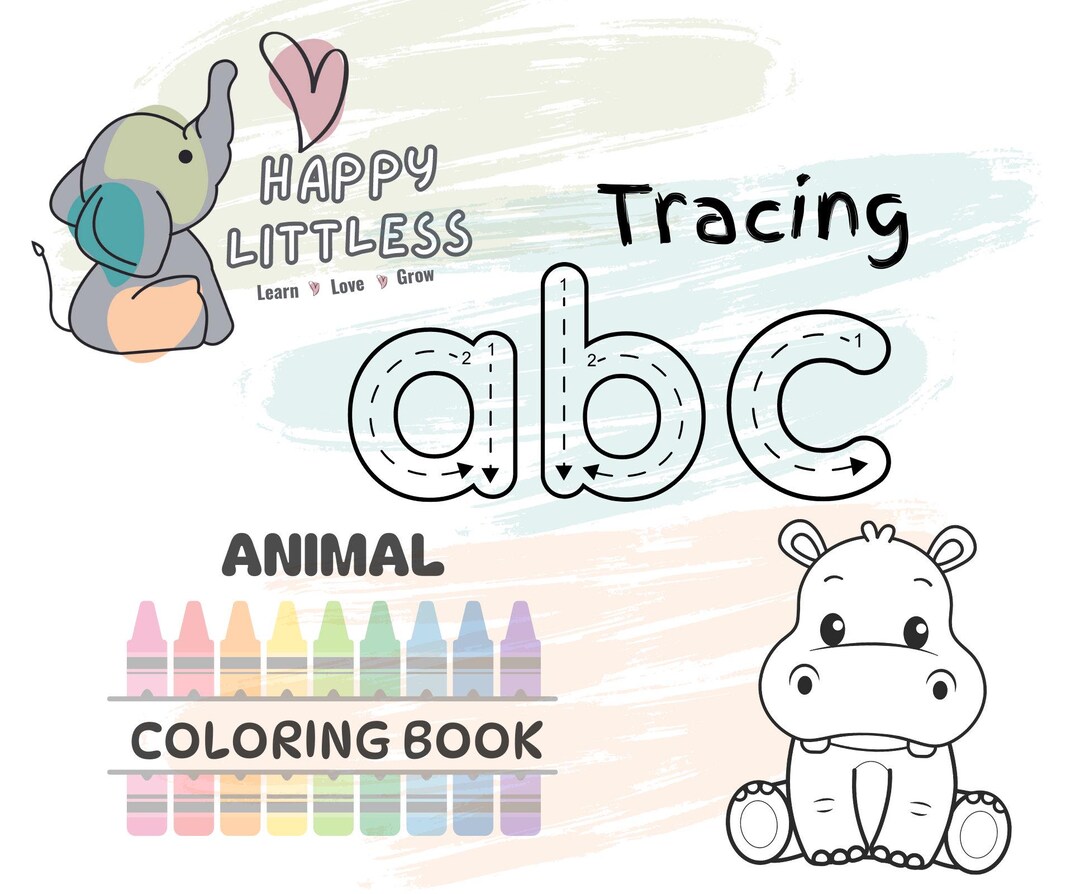 Abc Toddler Coloring Book, Animal, Alphabet Tracing, Lowercase Letters ...