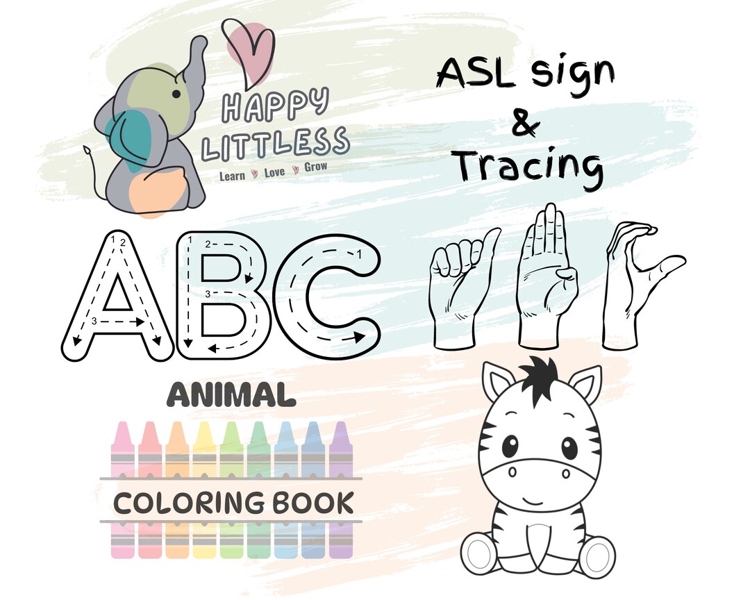 ABC + Sign Toddler Coloring Book, Sign Language, Alphabet Tracing ...