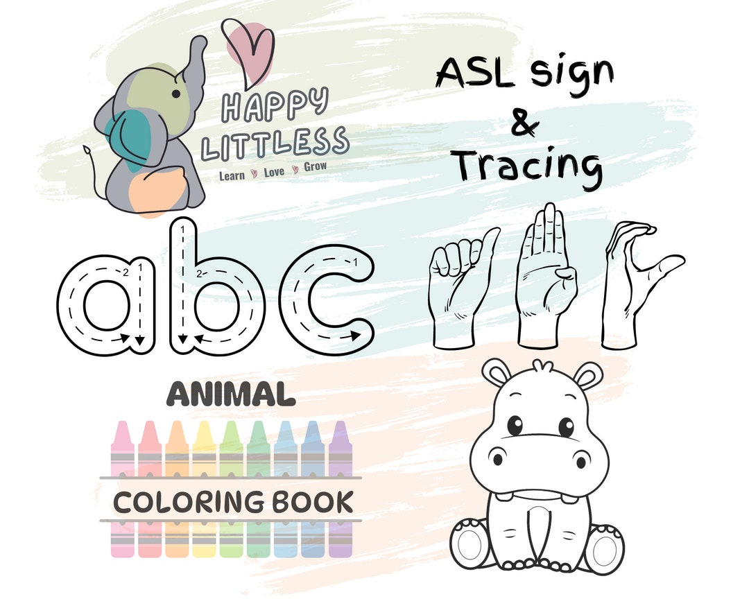 Abc + Sign Toddler Coloring Book, American Sign Language, Alphabet ...